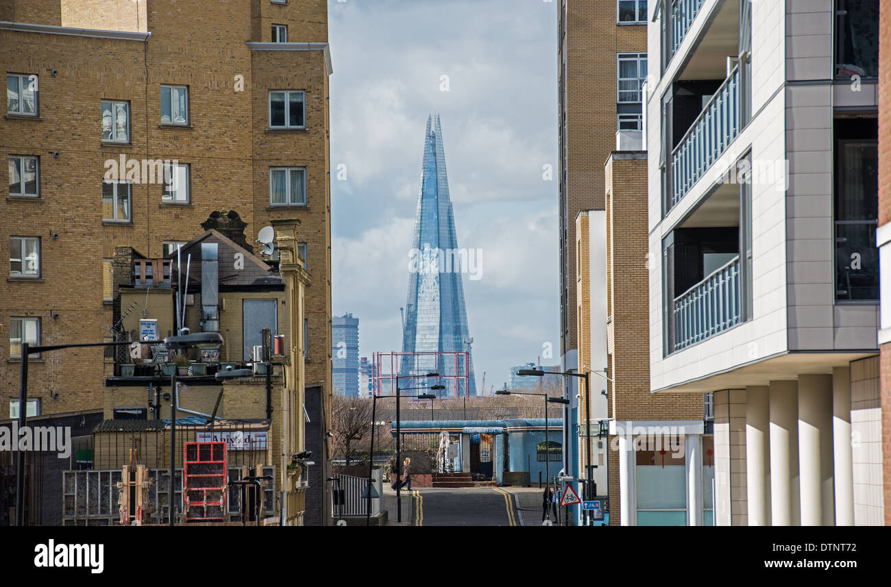 View of the London Shard from the docklands area of London Stock Photo ...