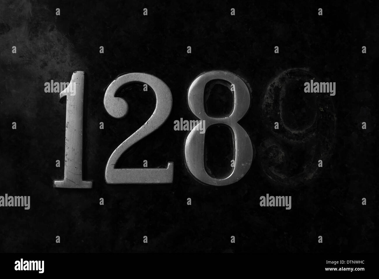 Number plate and door sign Black and White Stock Photos & Images - Alamy