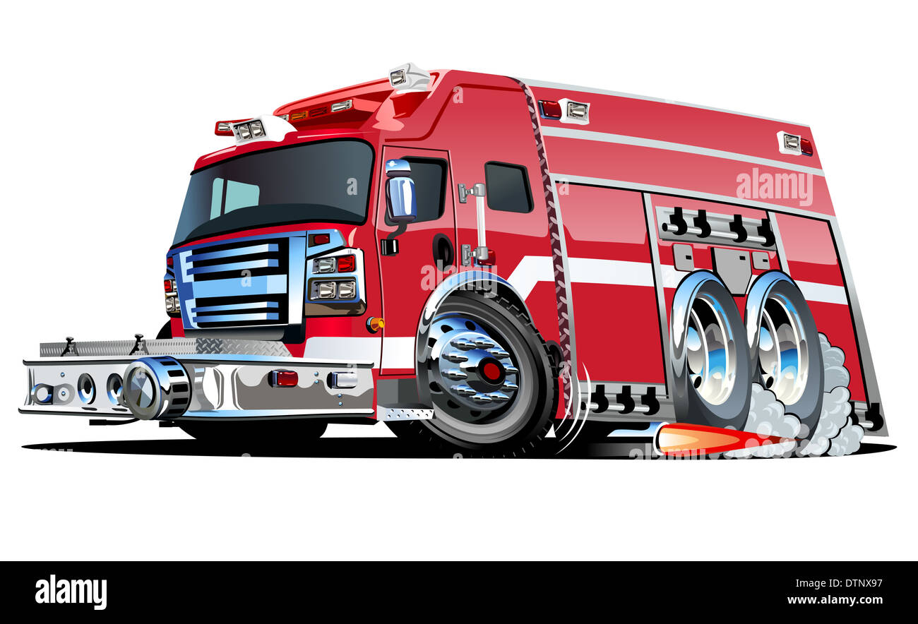 Cartoon Fire Truck Stock Photo - Alamy