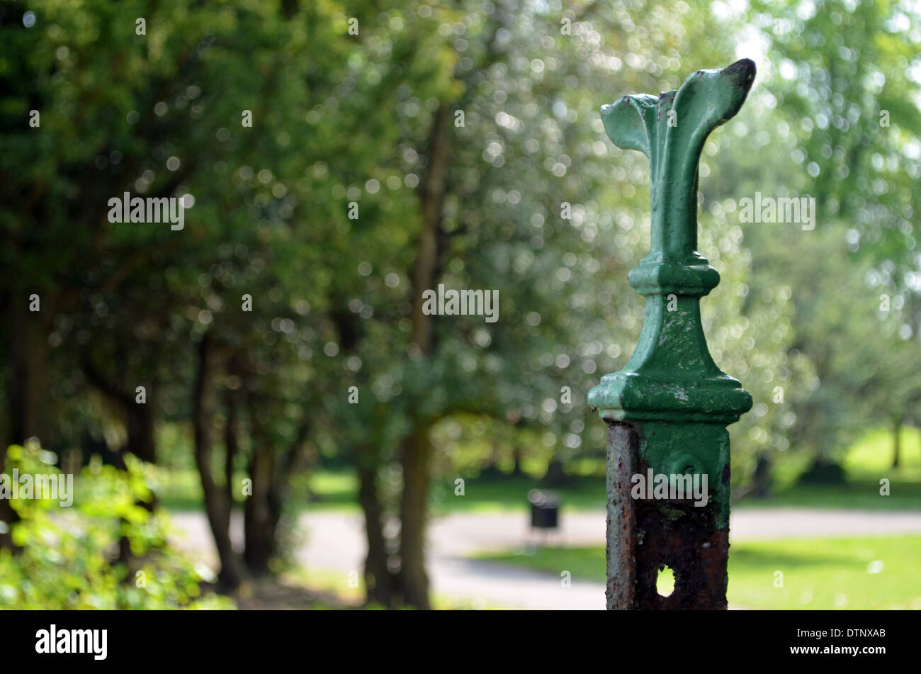 Park fence post waiting to be restored Stock Photo - Alamy