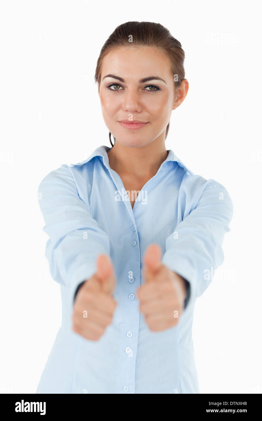 Businesswoman giving her approval Stock Photo - Alamy