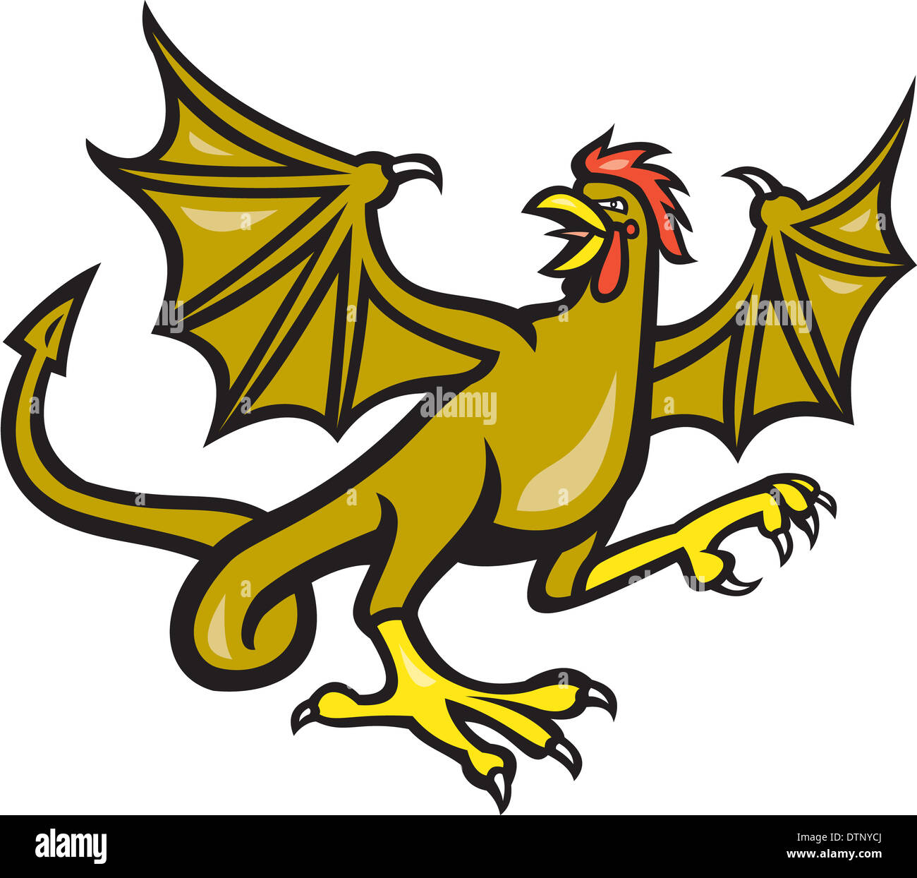 Illustration of a basilisk , an animal with the head, torso and legs of ...