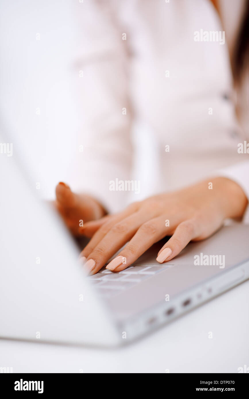 Woman typing on keyboard close hi-res stock photography and images - Alamy