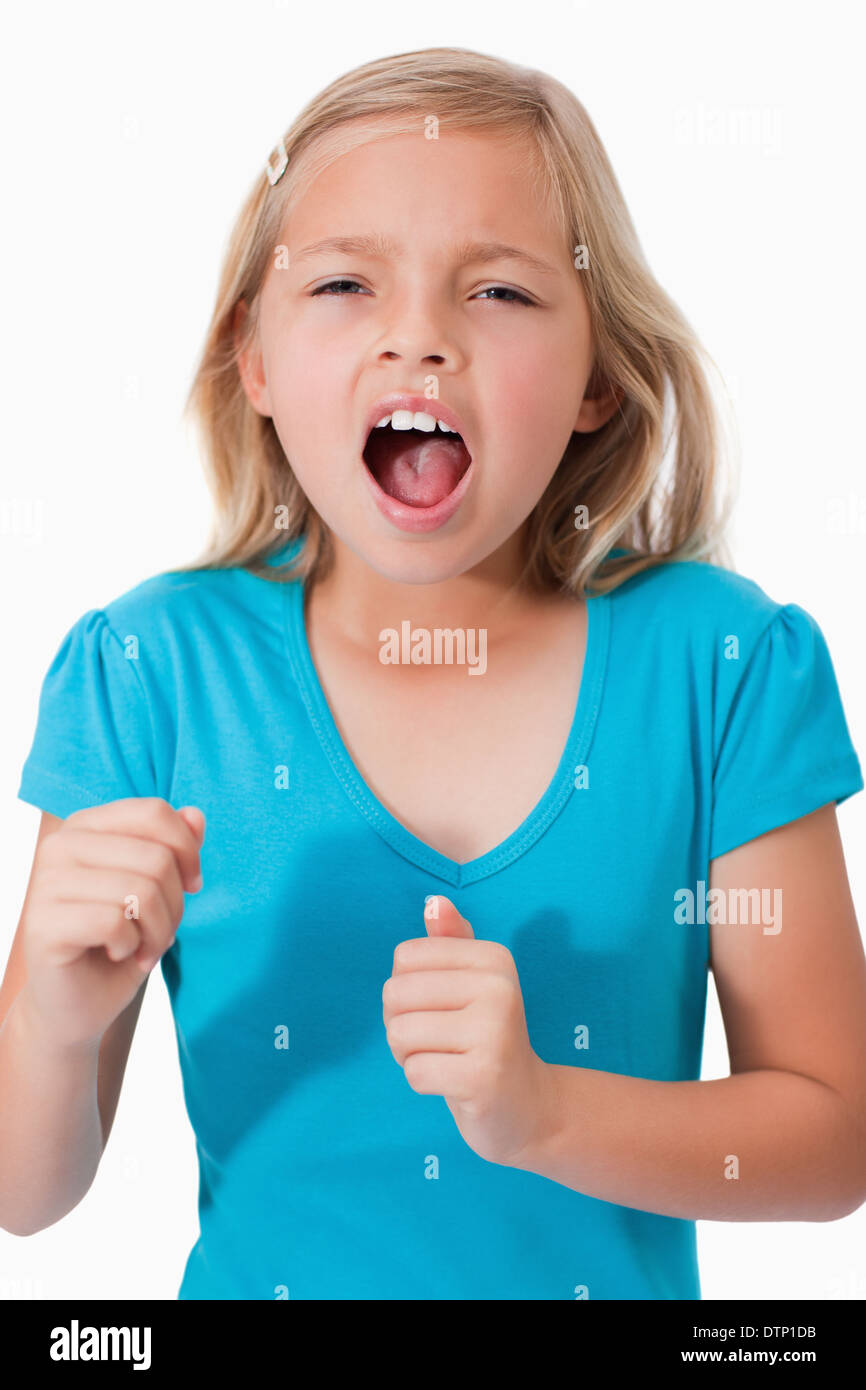 Portrait of a young girl screaming Stock Photo - Alamy