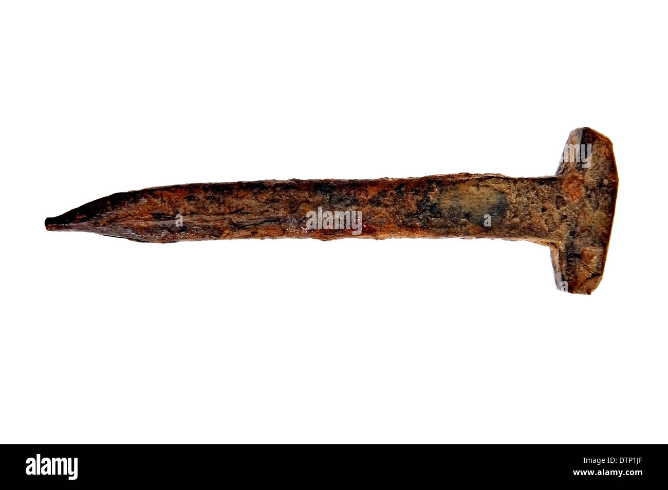 Very old and rusty railroad spike isolated on white background Stock ...