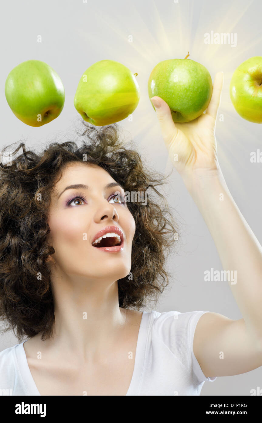 A beautiful slender girl eating healthy food Stock Photo - Alamy