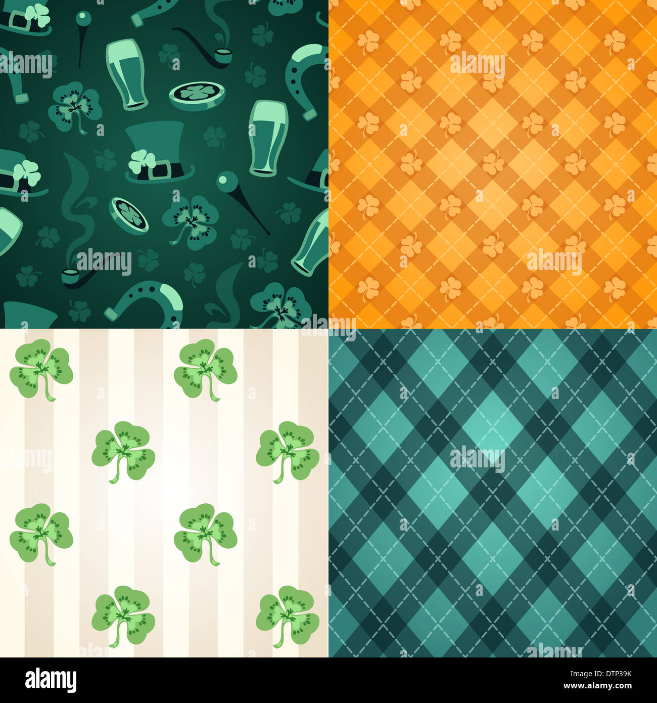 Four st. Patrick's Day's seamless textures. Editable pattern in ...
