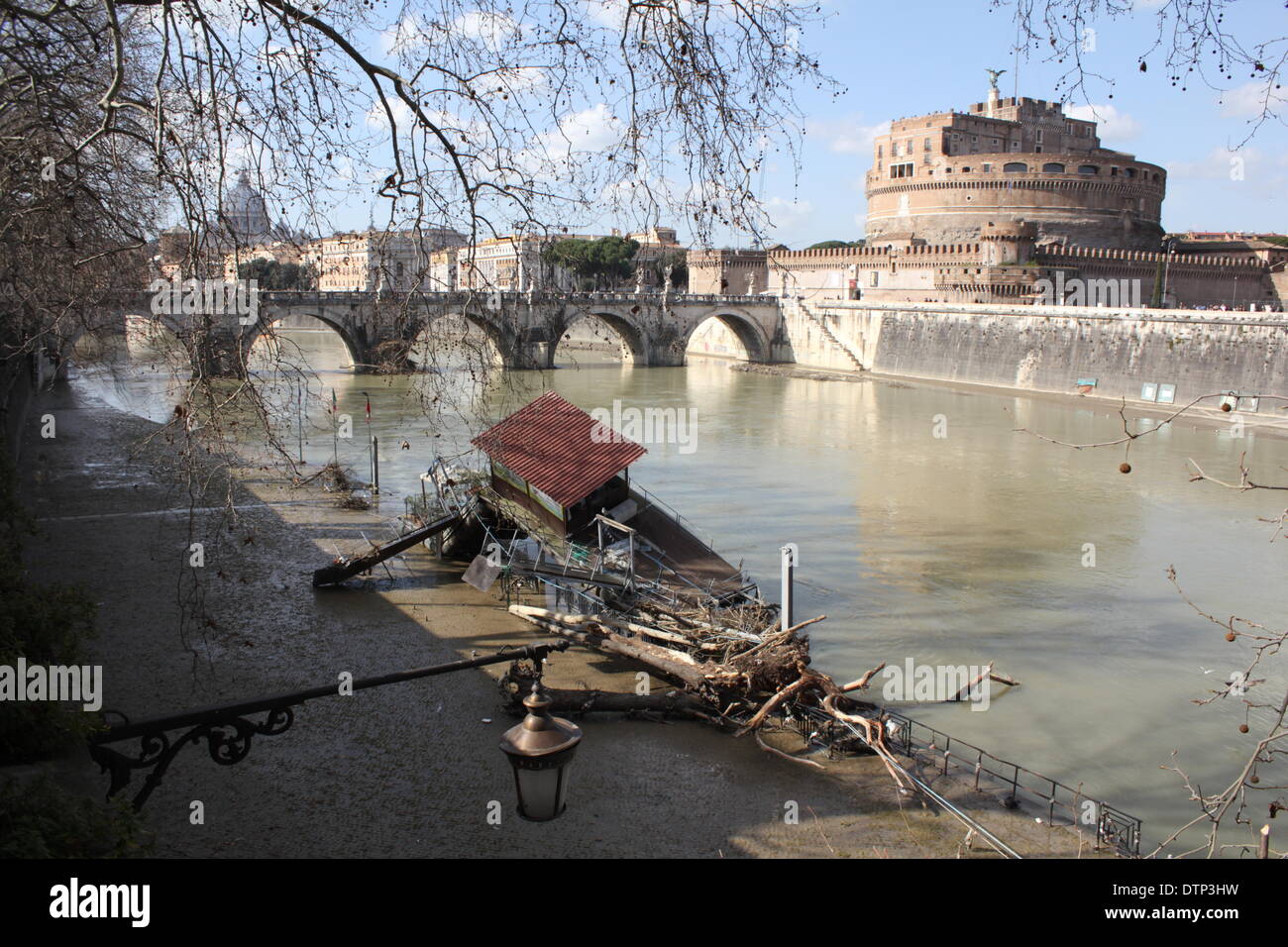 Rome, Italy 21st February 2014 Tiber river tour embarkation point ...