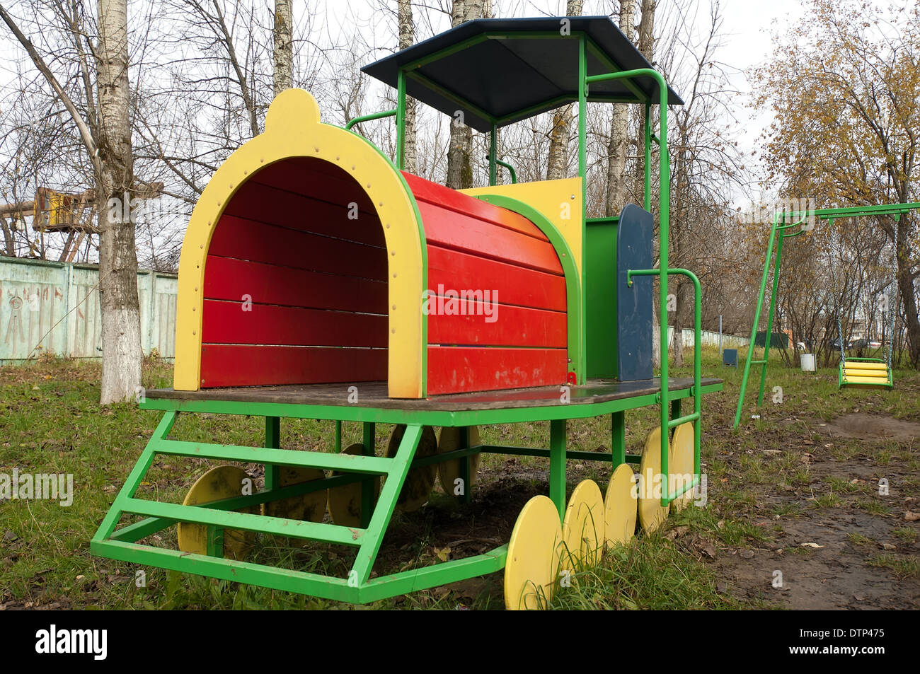 Kids toy street train on a playground Stock Photo - Alamy