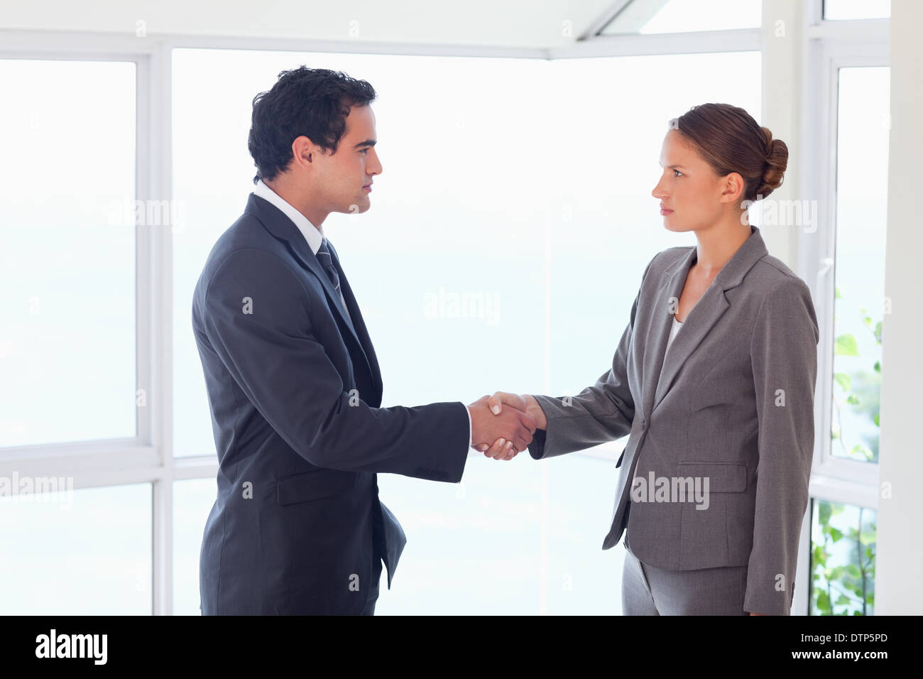 Side view of trades partner closing deal Stock Photo - Alamy