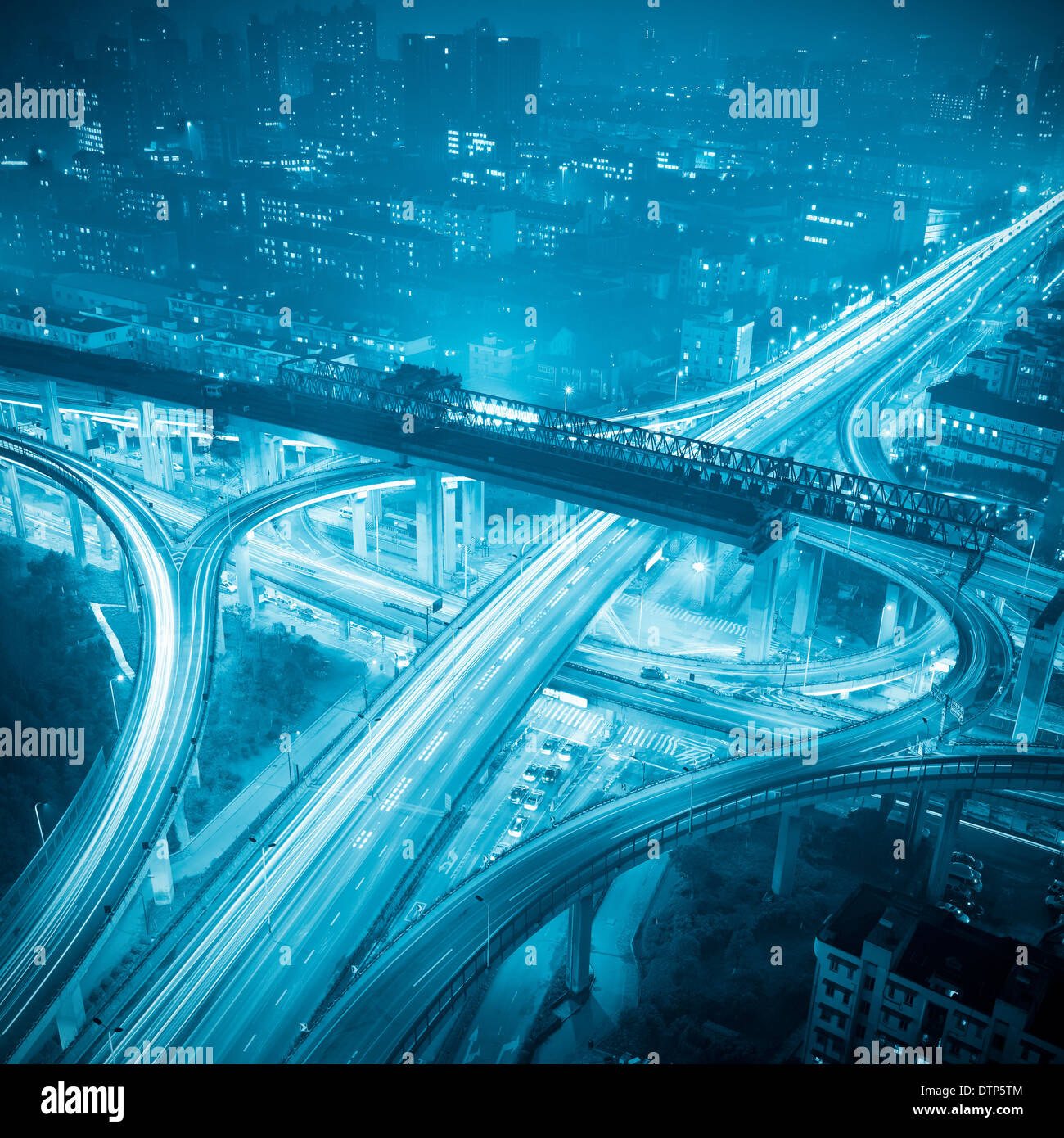 Highway Interchange At Night