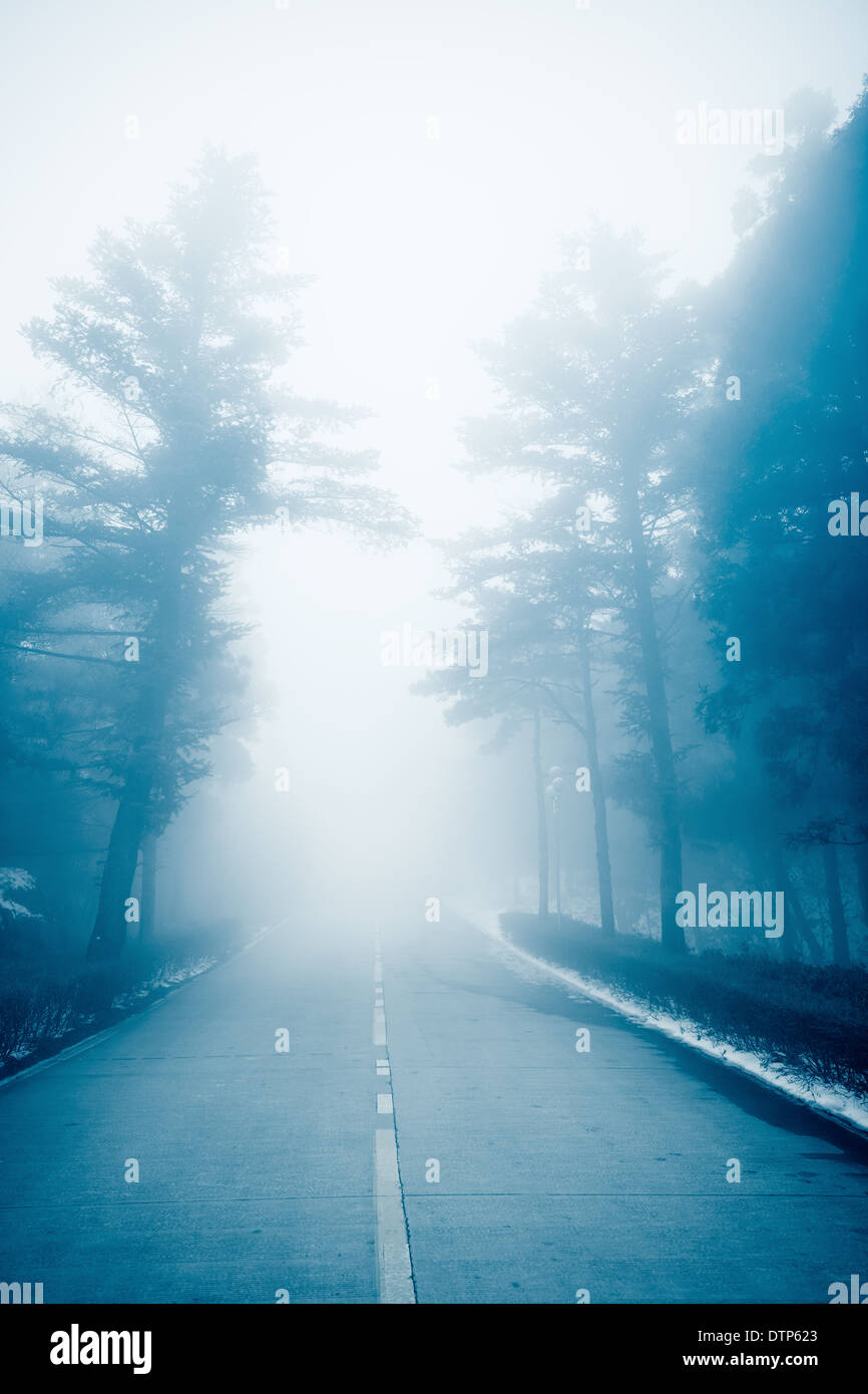 Highway in fog hi-res stock photography and images - Alamy