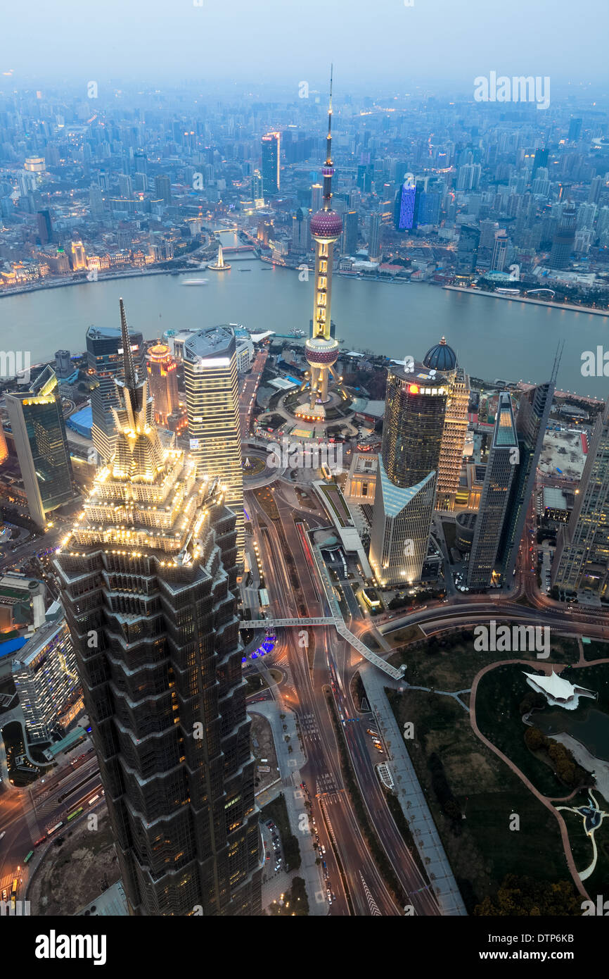 overlooking shanghai financial center at dusk Stock Photo - Alamy