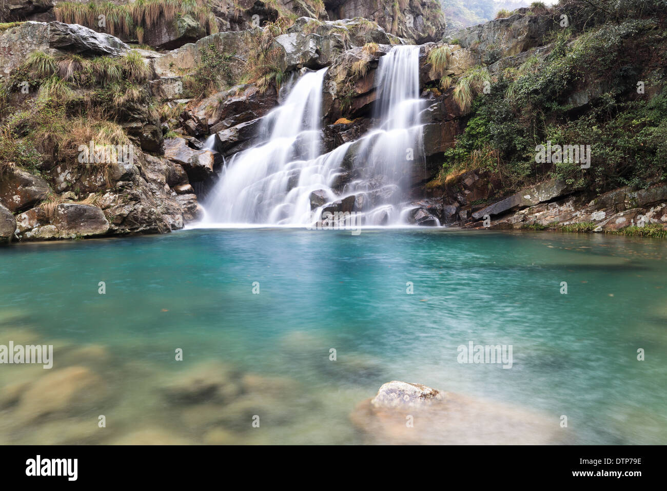 double waterfall in spring Stock Photo - Alamy