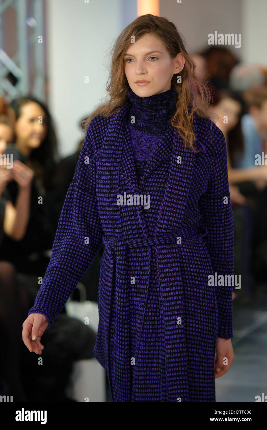 A model wears a design created by Mark Fast during London Fashion Week ...