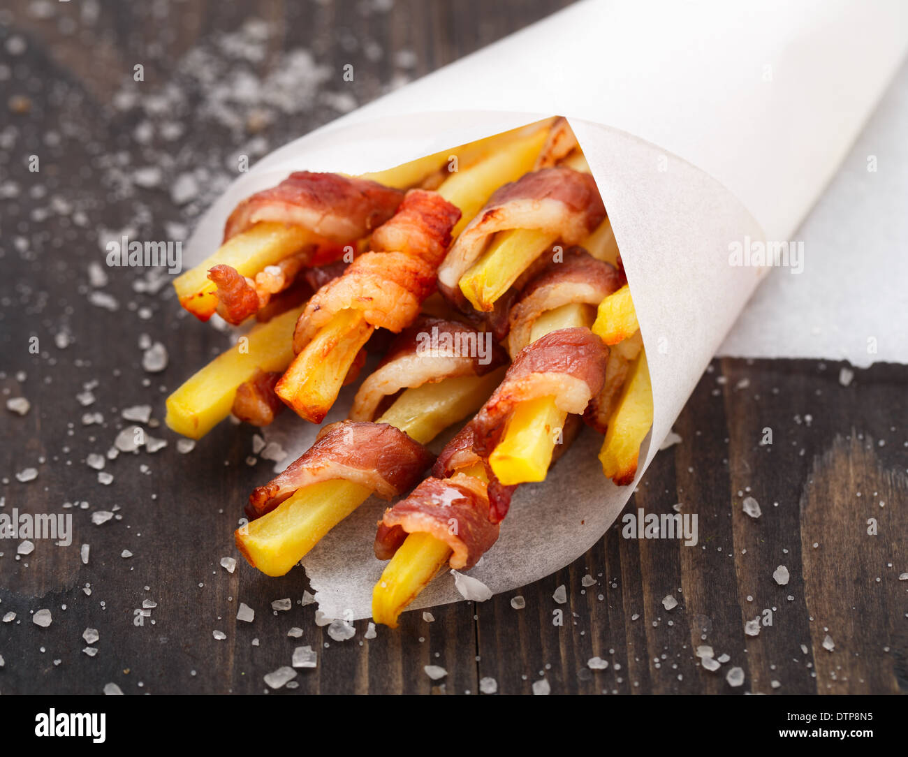 Bacon wrapped french fries Stock Photo - Alamy
