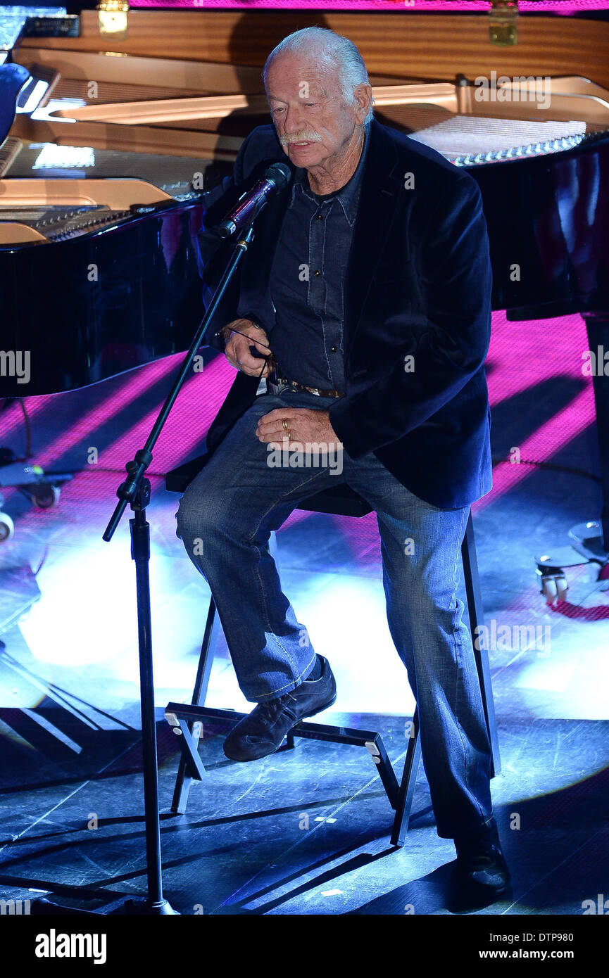 Sanremo, Italy. 21st Feb, 2014. Gino Paoli attend the fourth night of ...