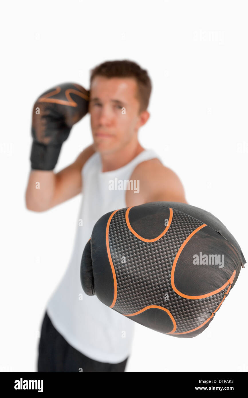 Close up of boxers attacking fist Stock Photo - Alamy