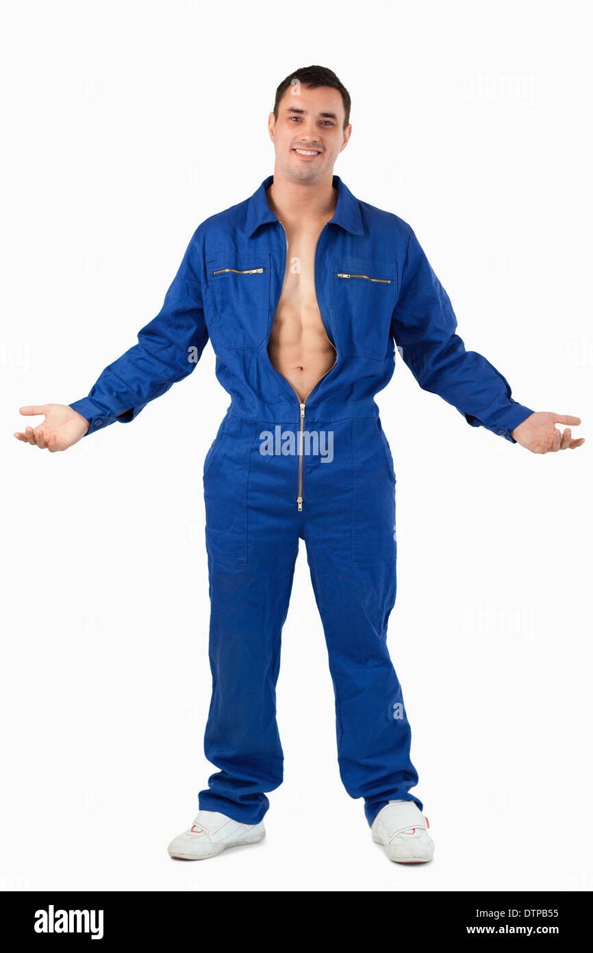 Portrait of a confused mechanic Stock Photo - Alamy