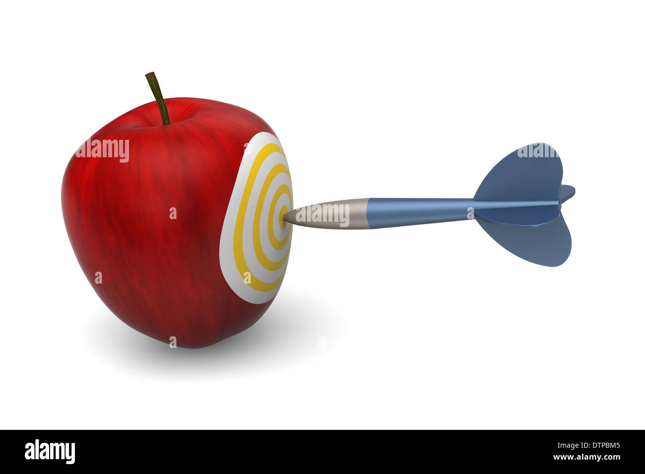 3D model of apple target stabbed by dart Stock Photo - Alamy