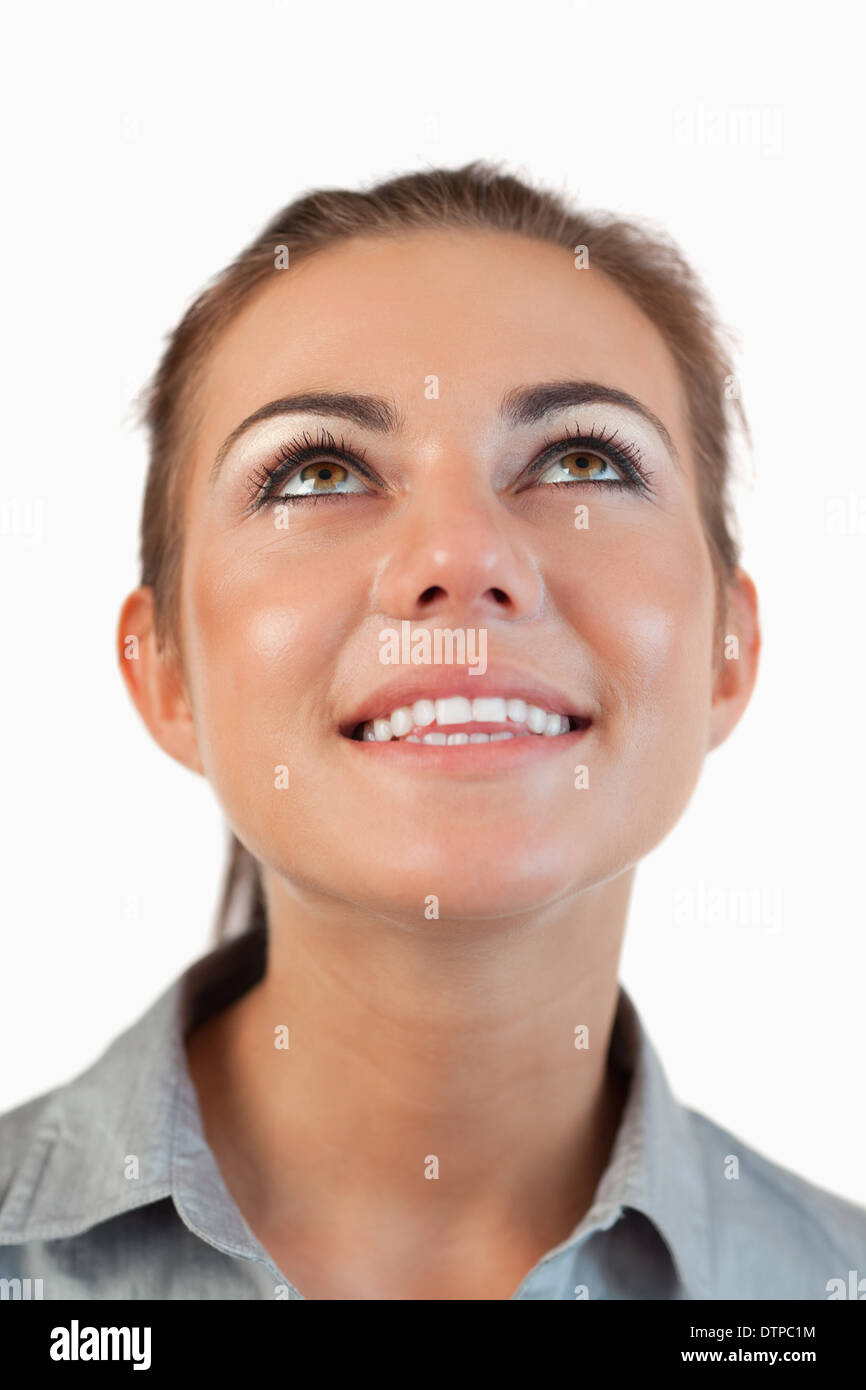 Portrait of businesswoman looking upwards Stock Photo - Alamy
