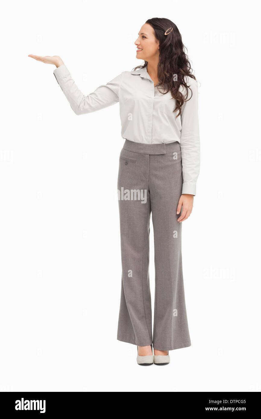 Employee presenting with the hand Stock Photo - Alamy