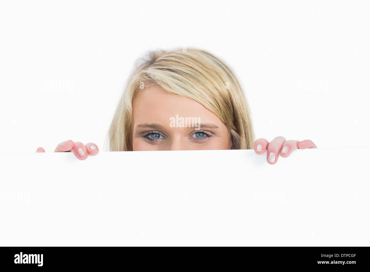 Woman behind white paper hi-res stock photography and images - Alamy
