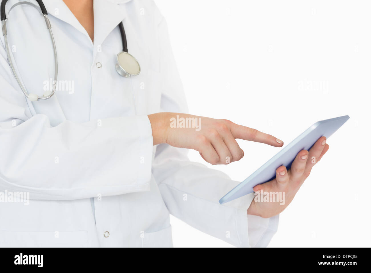 Doctor pointing on tablet hi-res stock photography and images - Alamy