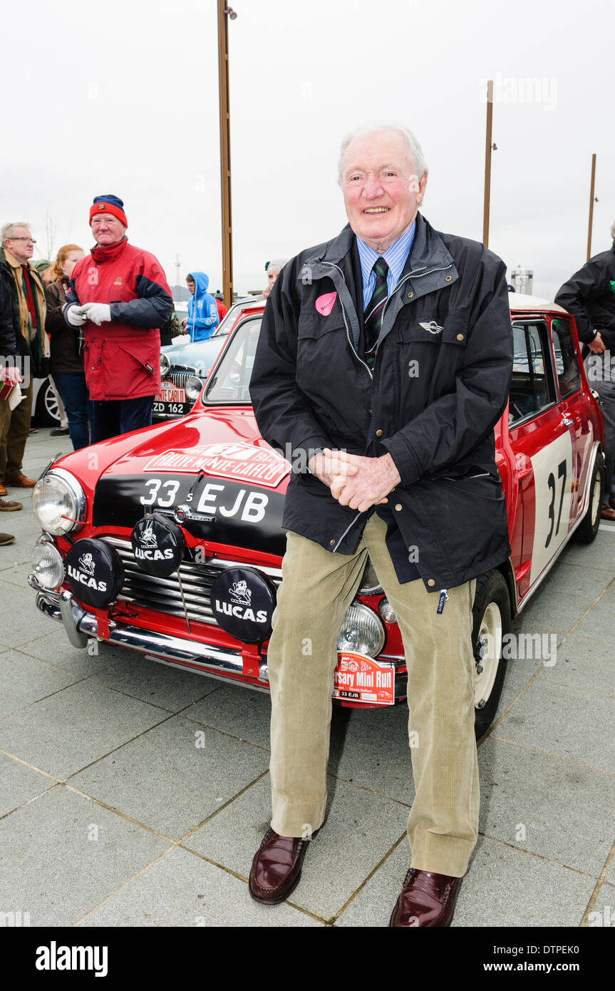 Belfast, Northern Ireland. 22nd Feb 2014 - Paddy Hopkirk with his Mini ...