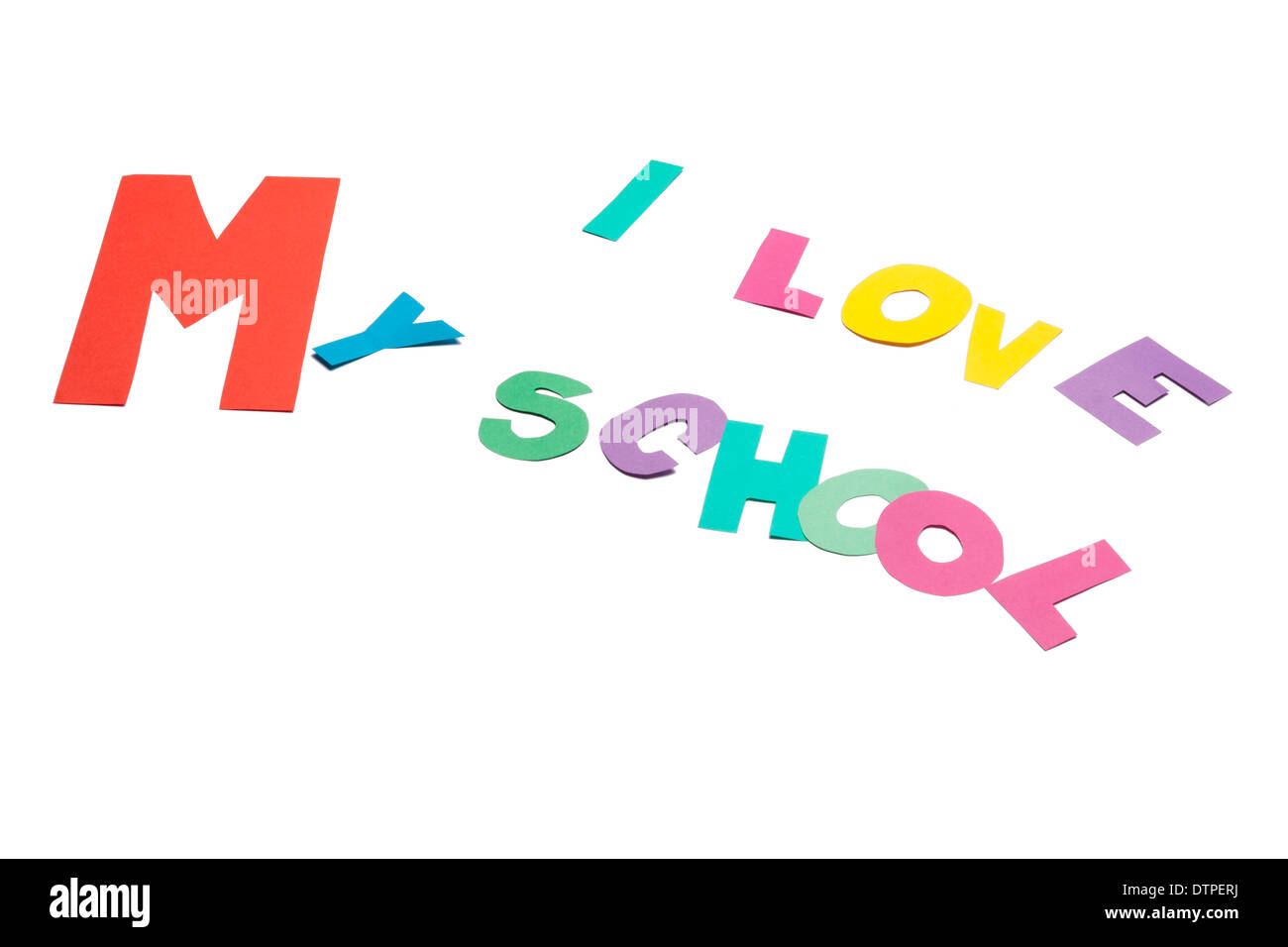 I love my school - text on white background Stock Photo - Alamy