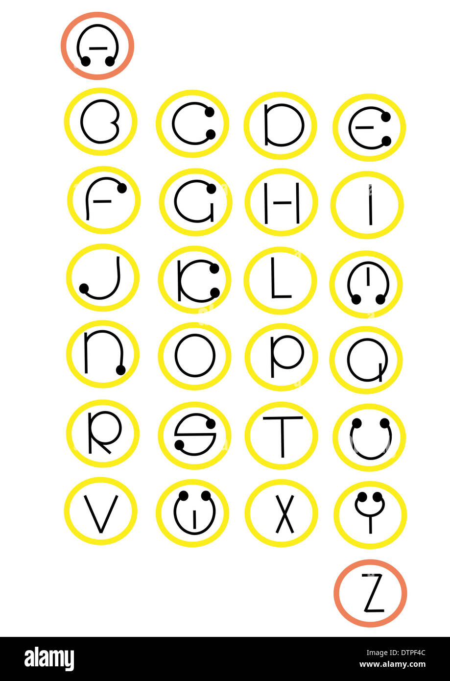 Full alphabet in wheels - vector illustration Stock Photo - Alamy