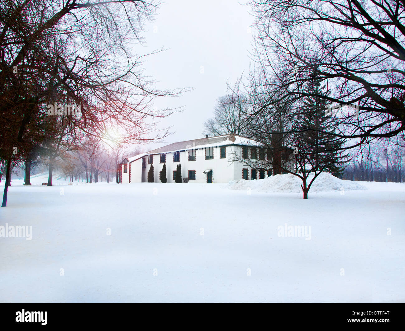 winter scene with snow and house Stock Photo - Alamy