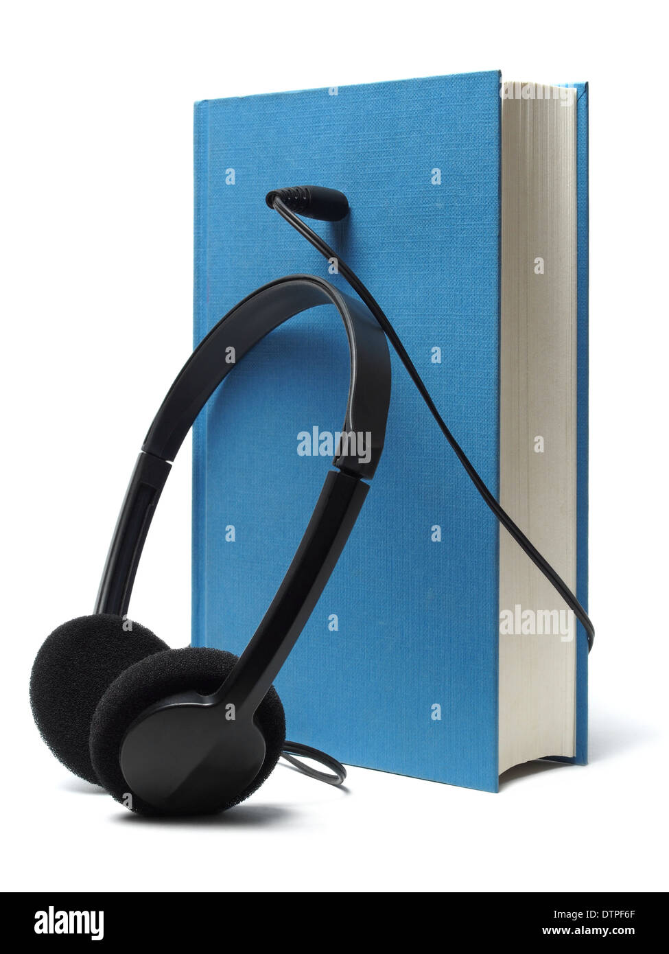 Headphones and book isolated on white background Stock Photo - Alamy