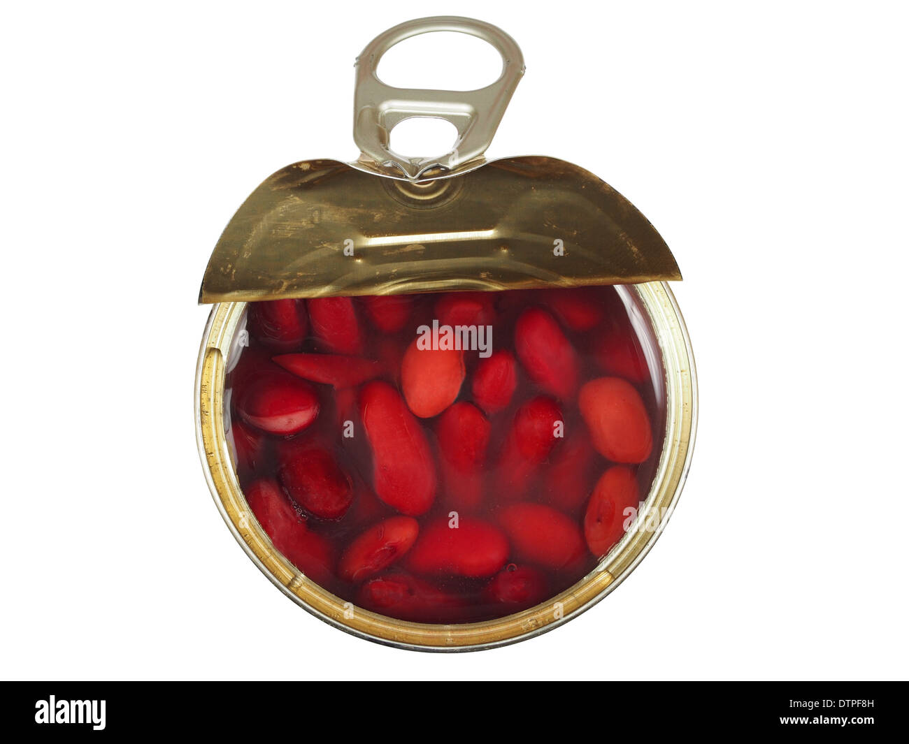 Open tin can with red kidney bean isolated on white background Stock ...