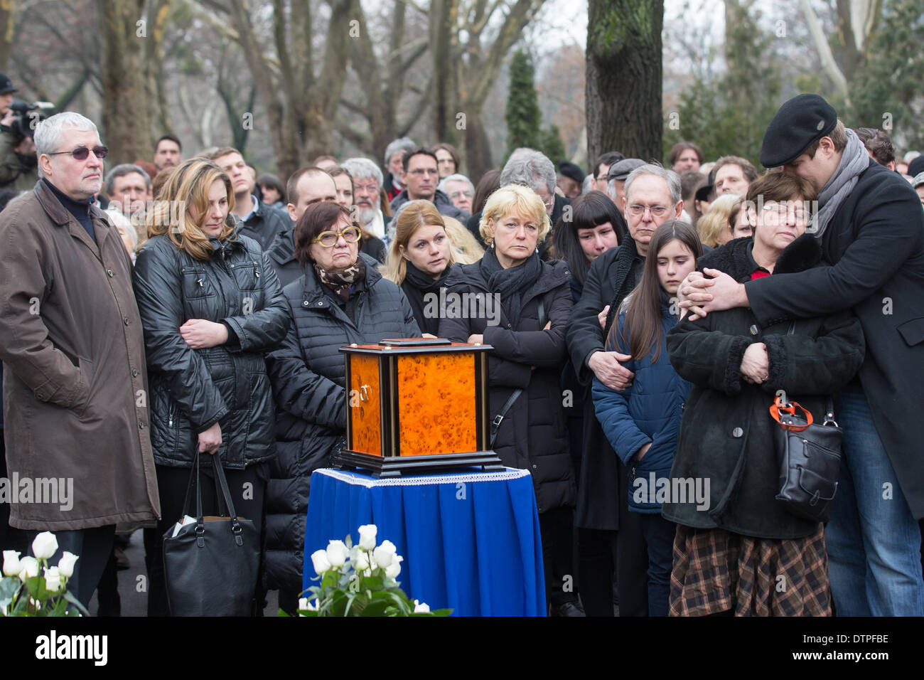 Budapest, Hungary. 22nd Feb, 2014. People attend the funeral of ...