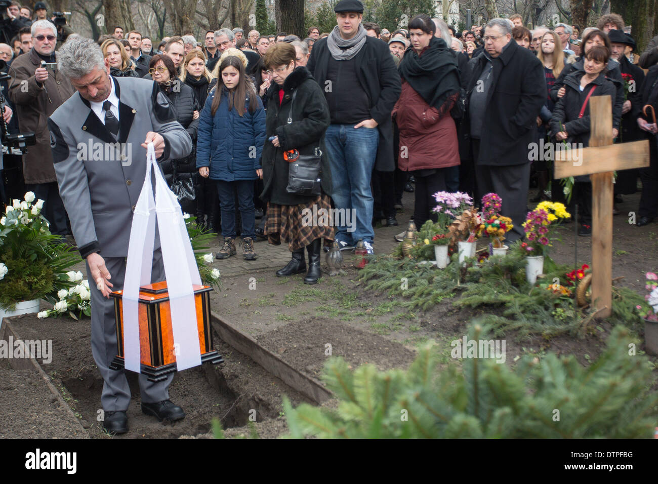 Budapest, Hungary. 22nd Feb, 2014. People attend the funeral of ...