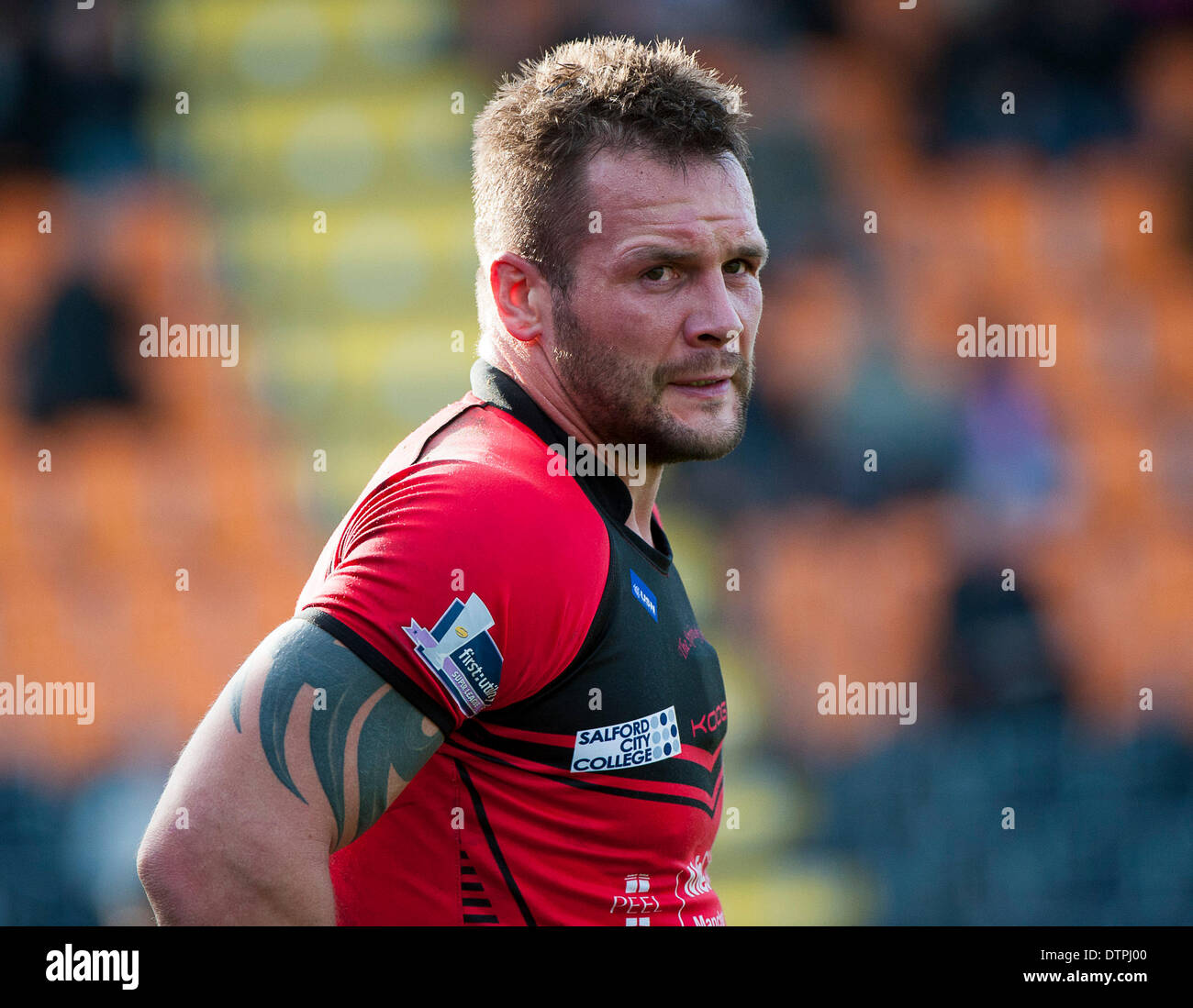 London, UK. 22nd Feb, 2014. Salford's Darrell Griffin [#15] during the ...