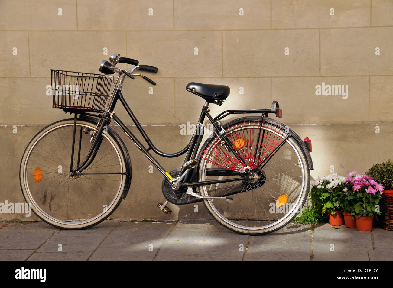 Bike against wall in the town of Luca, Italy Stock Photo - Alamy