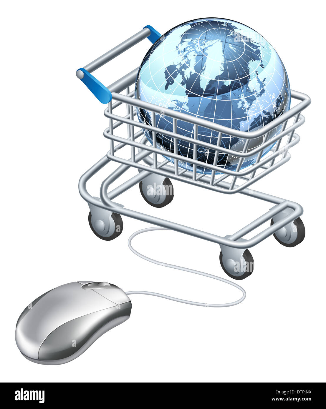 Globe computer mouse shopping cart, shopping cart containing globe and ...