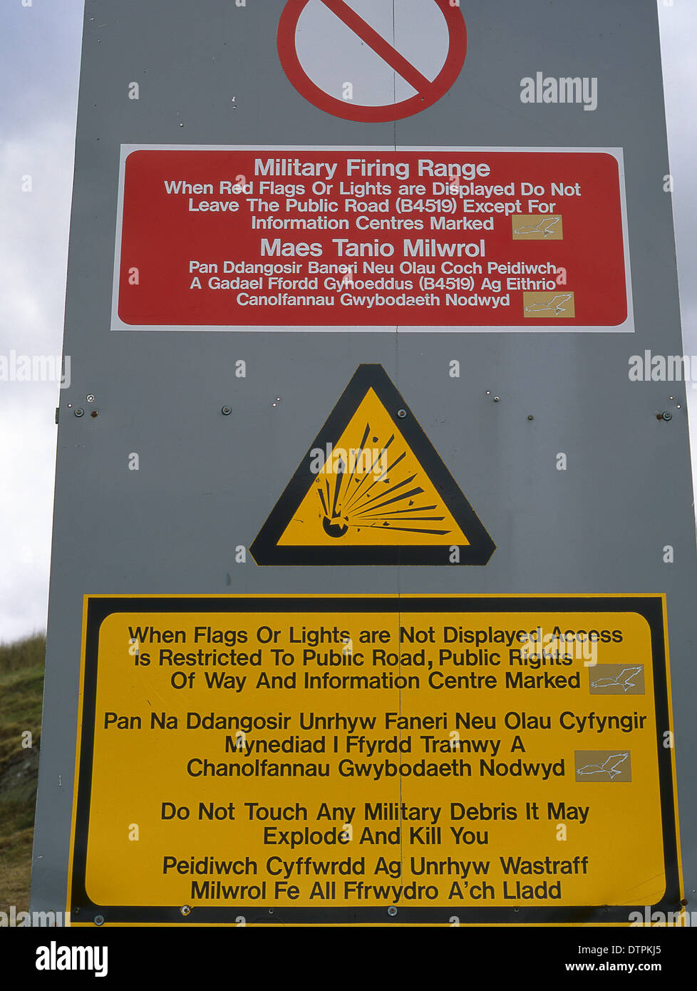Military firing range sign in Wales Stock Photo - Alamy