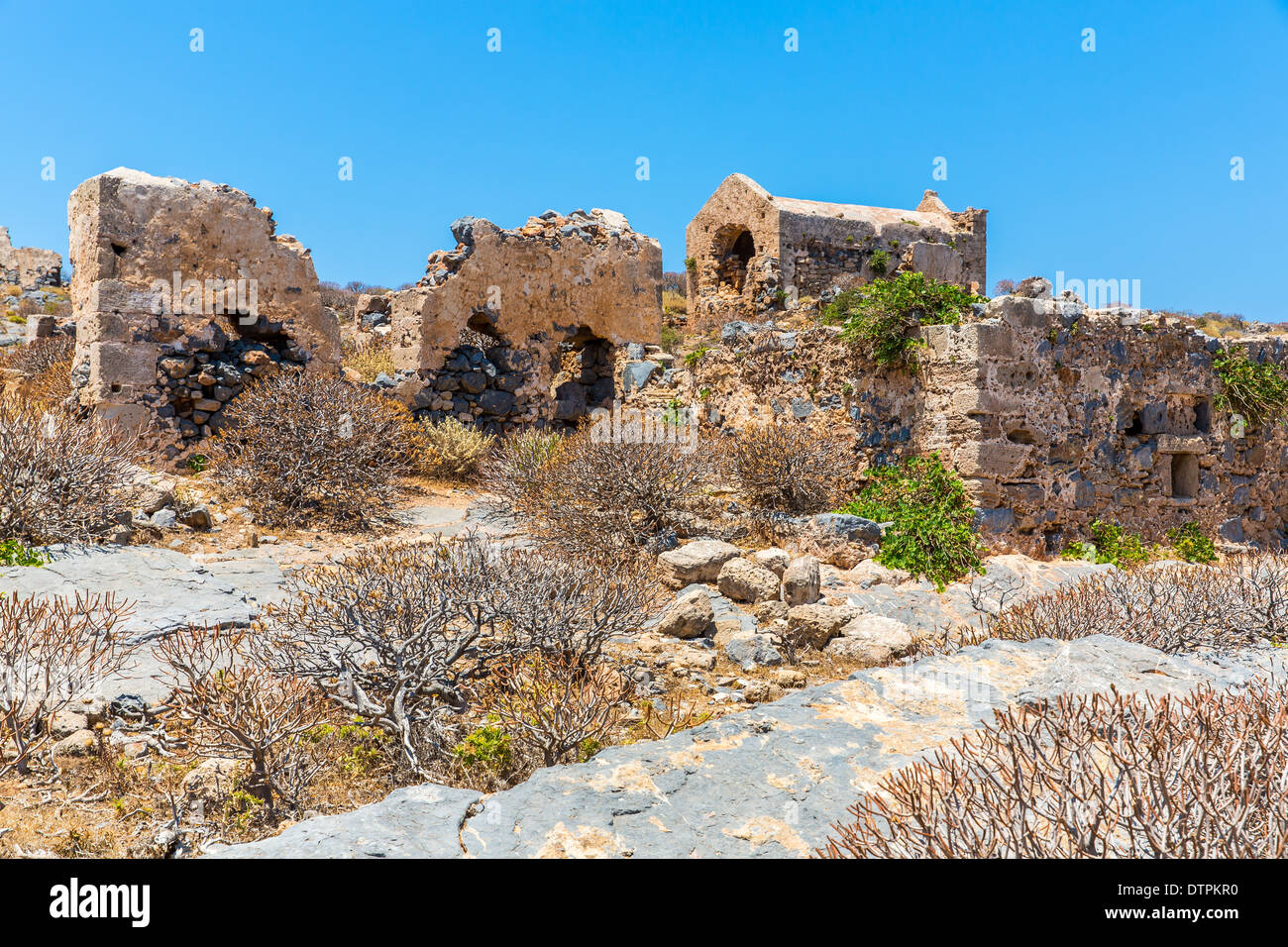 Gramvousa island in Crete, Greece with remains of Venetian fort and ...