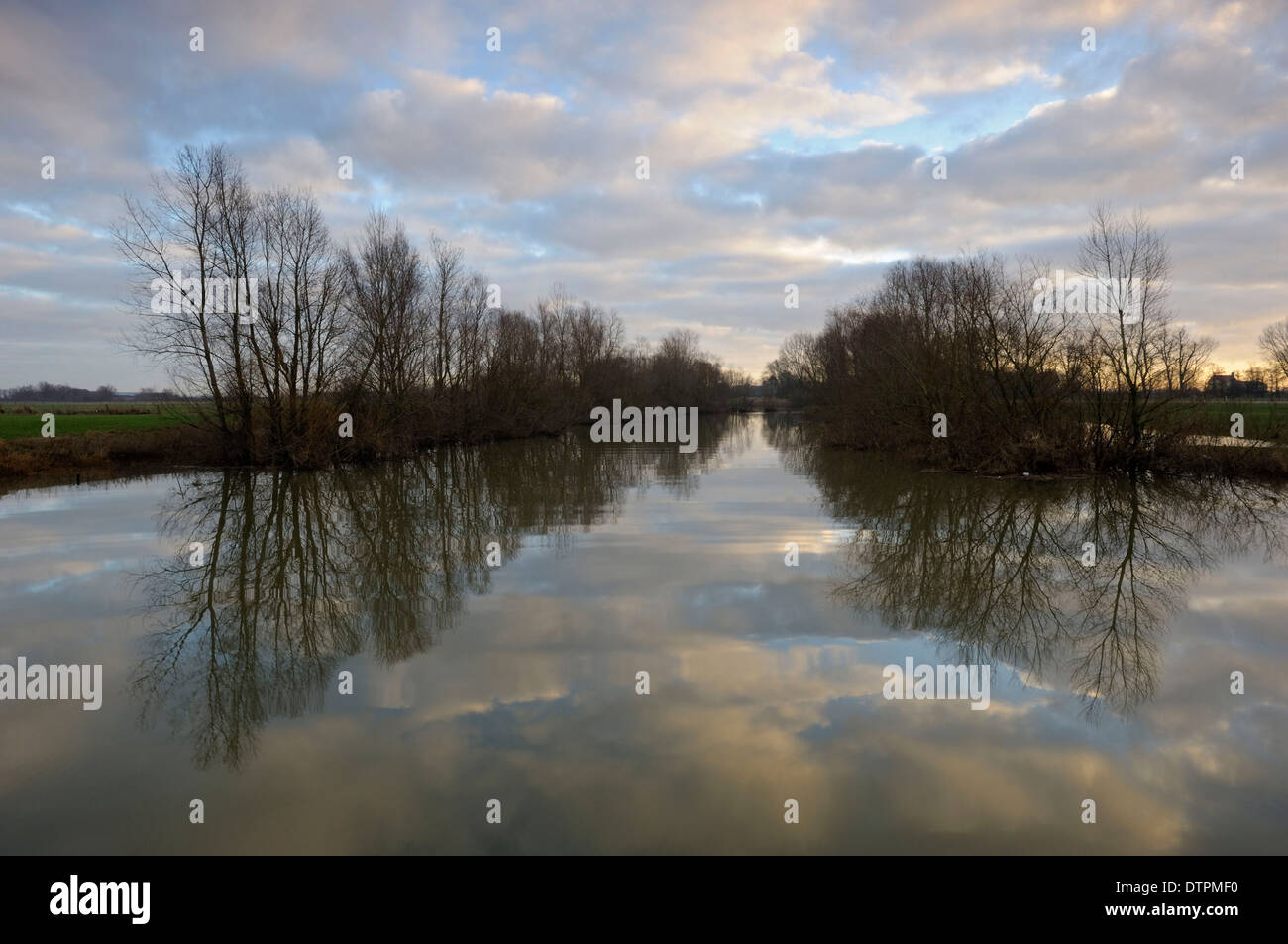 Flood, cut-off meander, Lower Rhine, near Rees, North Rhine-Westphalia ...