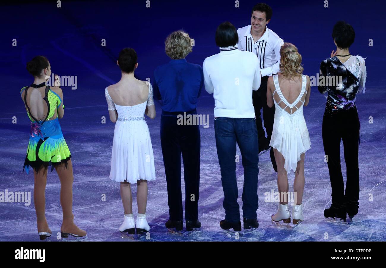 Sochi, Russia. 22nd February 2014. Patrick Chan of Canada (top) says ...