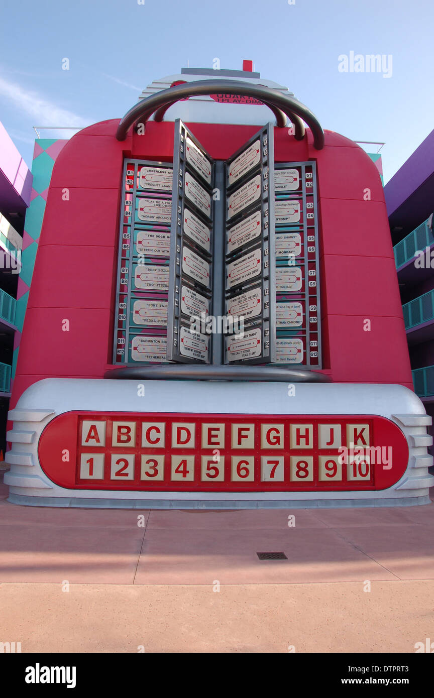 A simulacra of a large Jukebox at the Pop Century resort at Walt Disney ...