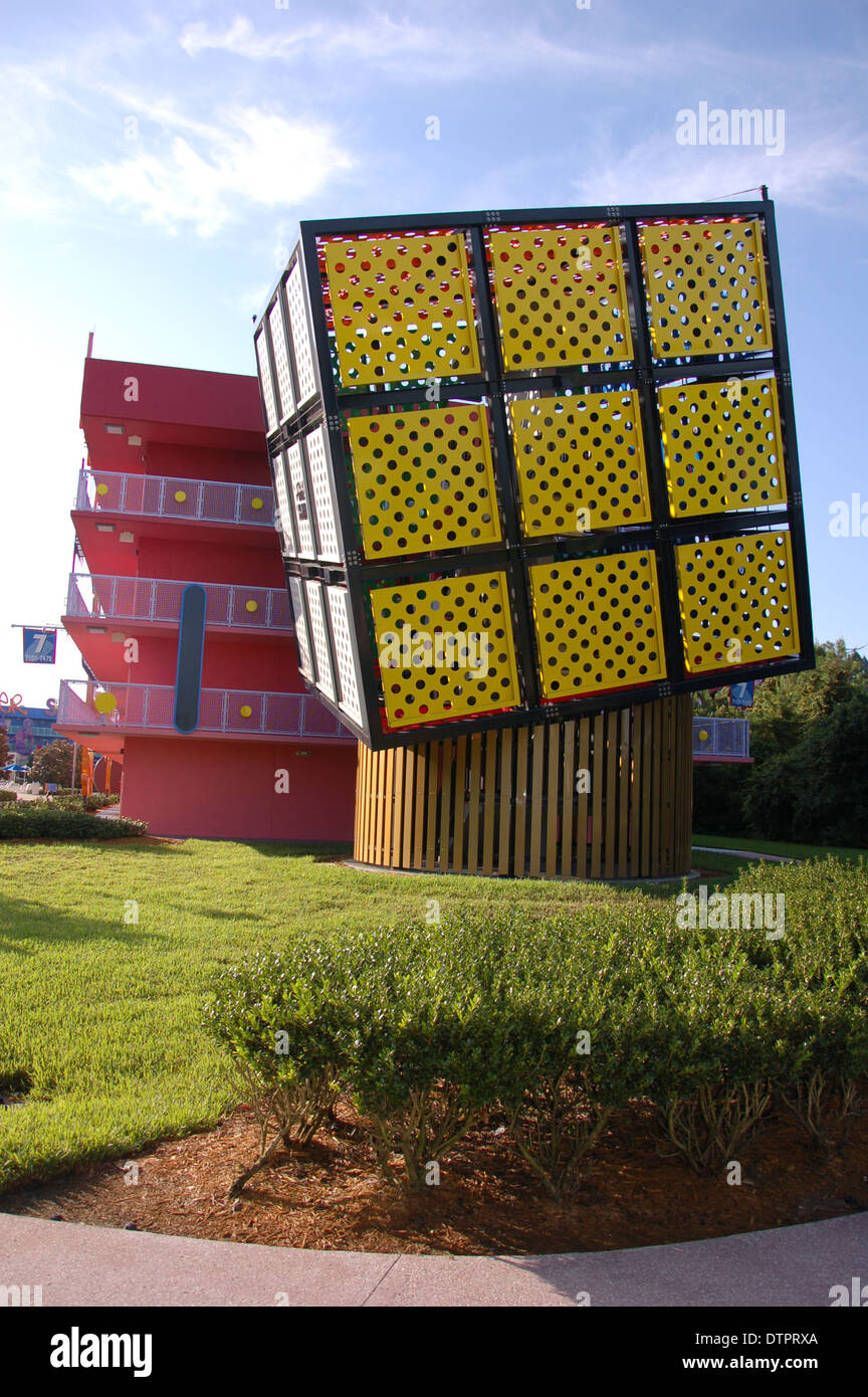 A simulacra of a large Rubik's Cube Pop Century resort at Walt Disney ...