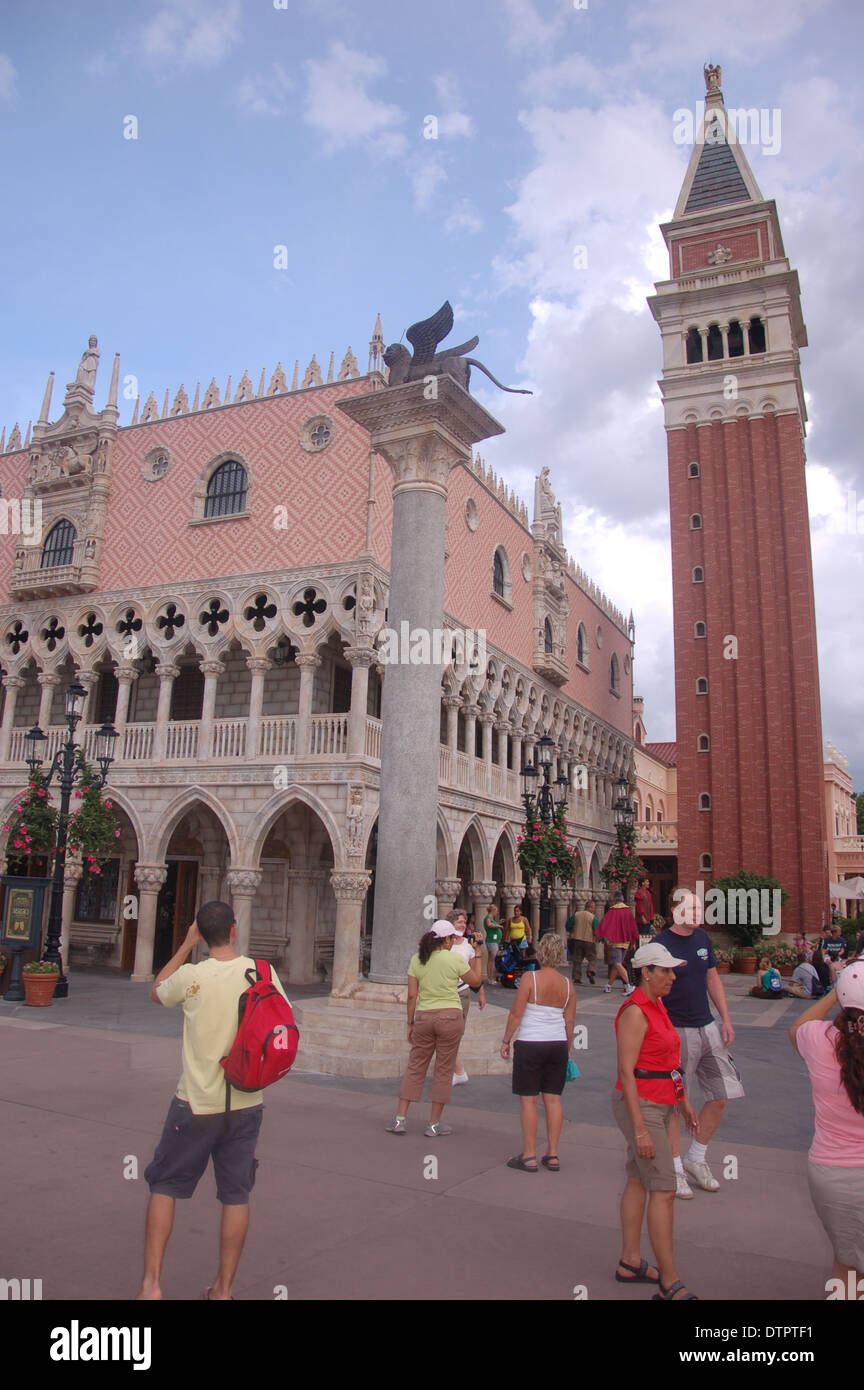 A wide angle view of the Italian Pavilion at Walt Disney's World Epcot ...