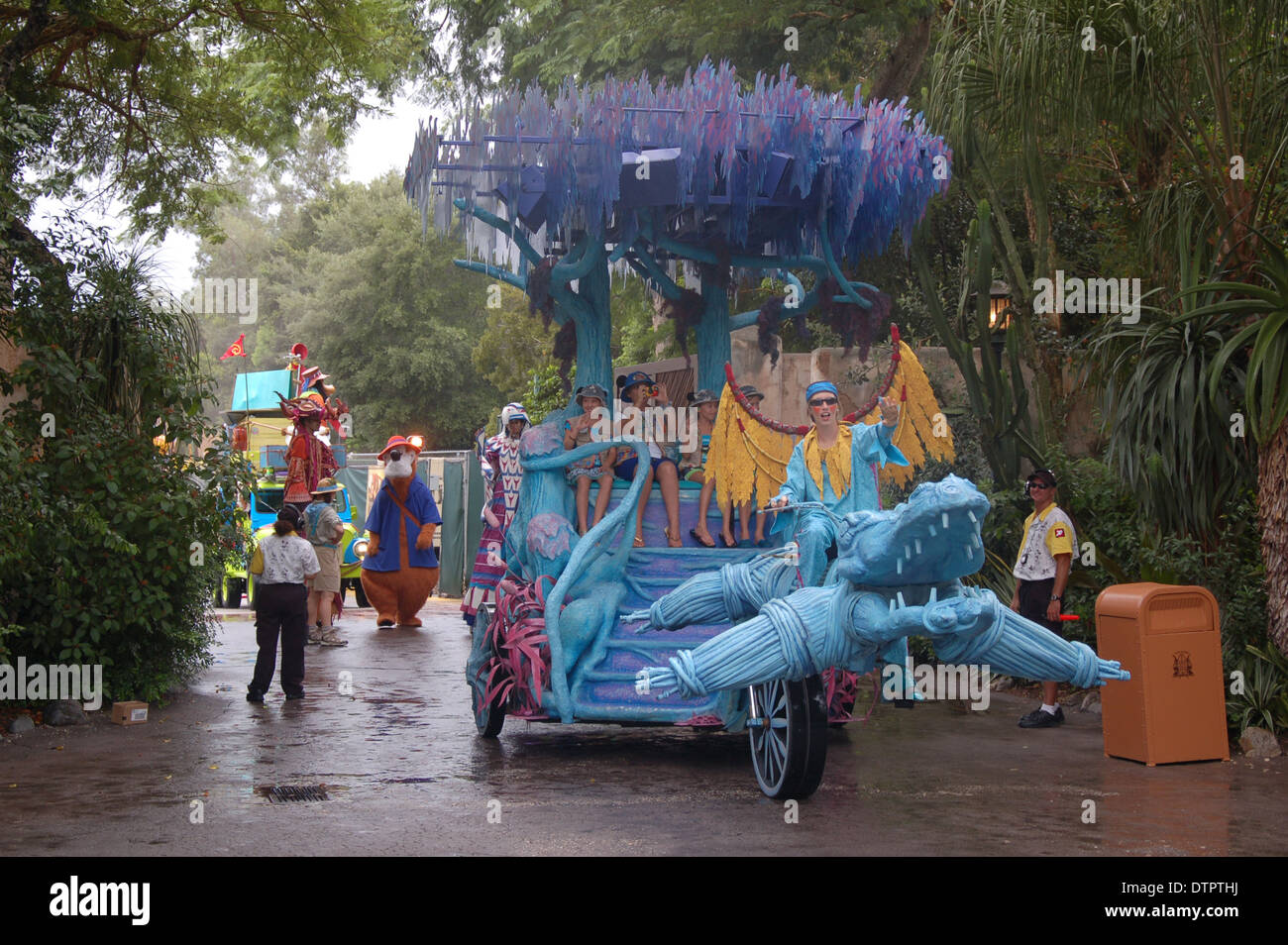 An Alligator looking float parading at Mickey's Jamming Jungle Parade ...
