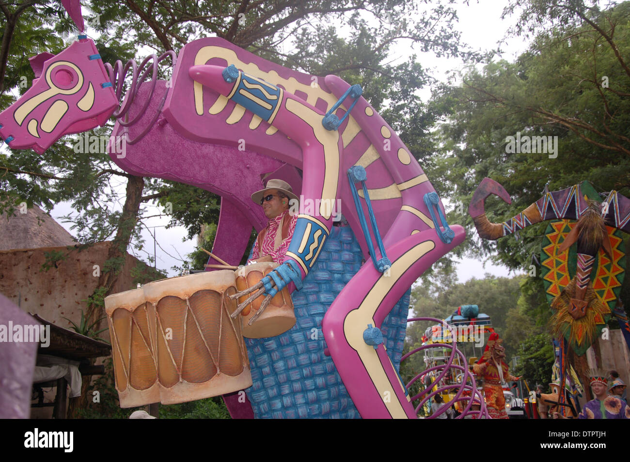 An animal looking float parading at Mickey's Jamming Jungle Parade in ...