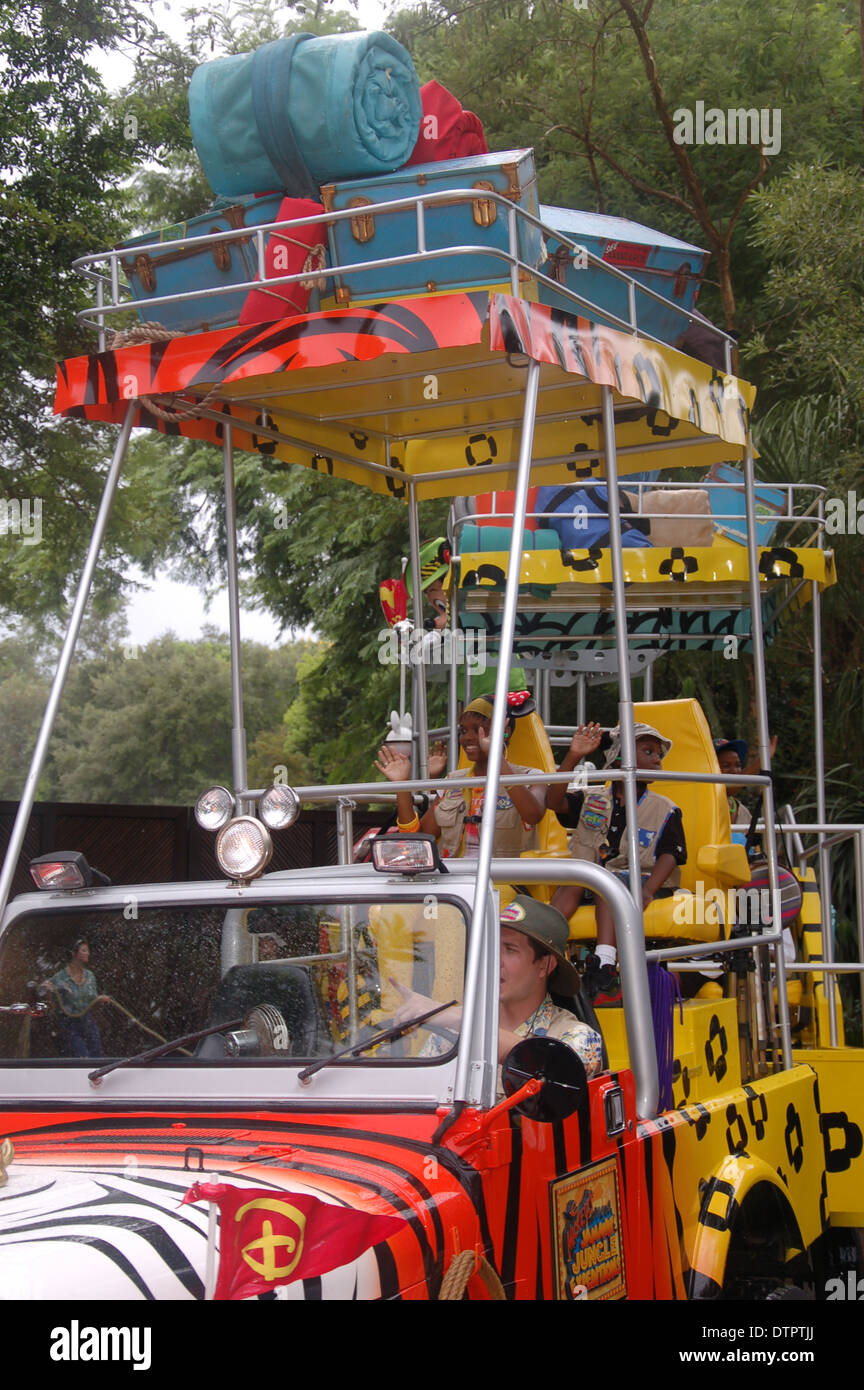 Decorative float parading at Mickey's Jamming Jungle Parade in Walt ...