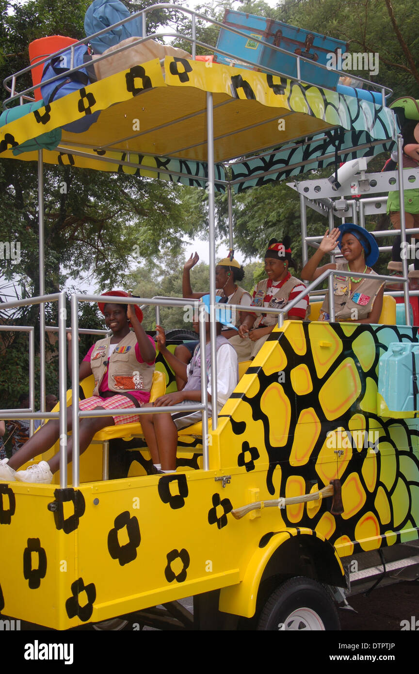 Decorative float parading at Mickey's Jamming Jungle Parade in Walt ...